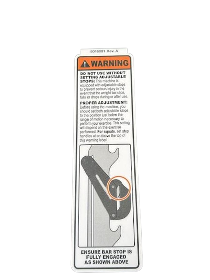 Hammer Strength Warning Label #105771 (NEW) REF#TMH112125-5MA ...